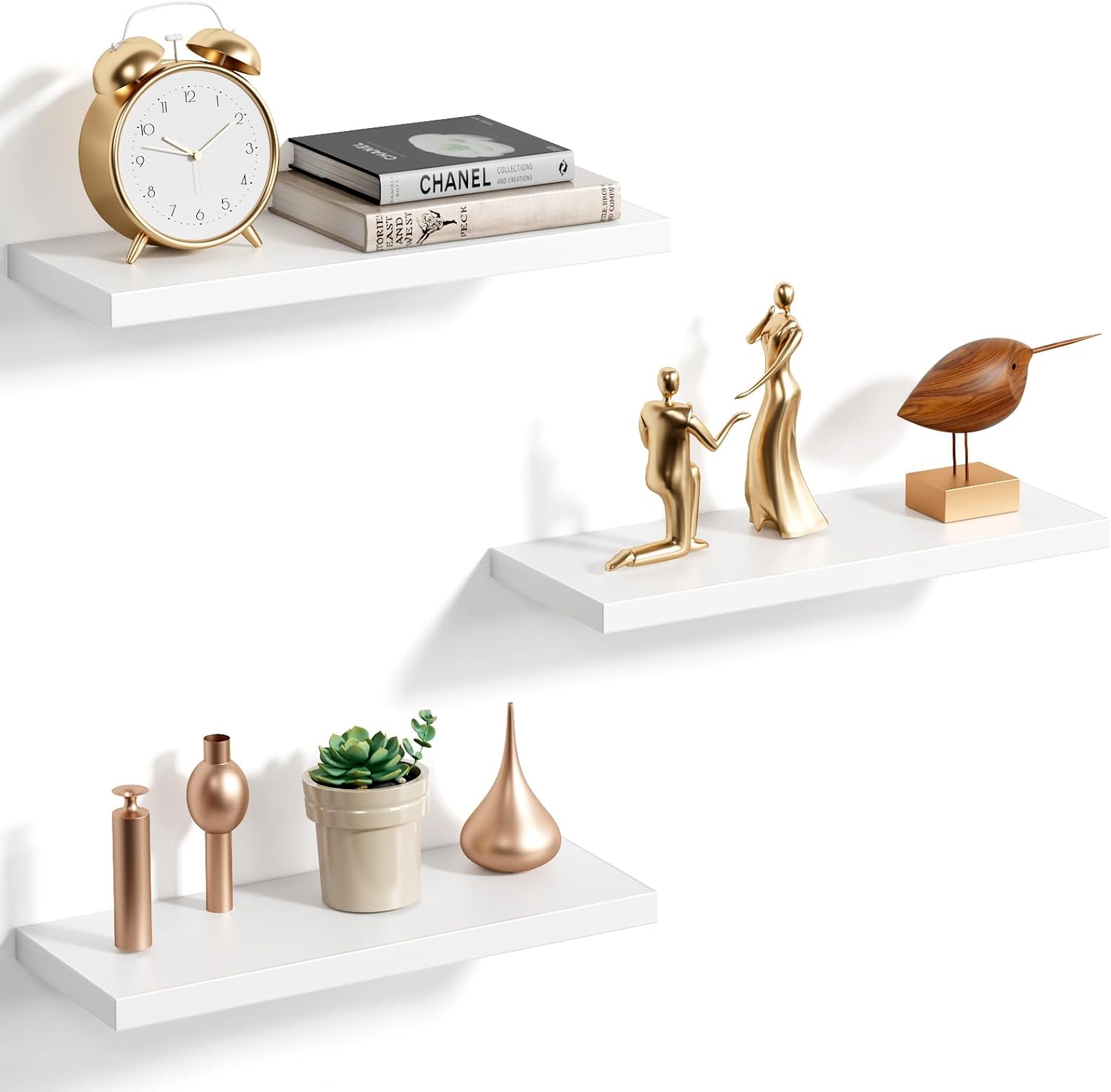 Amazon.com: YIGANG Wall Mounted Floating Shelves，Set of 3 White ...