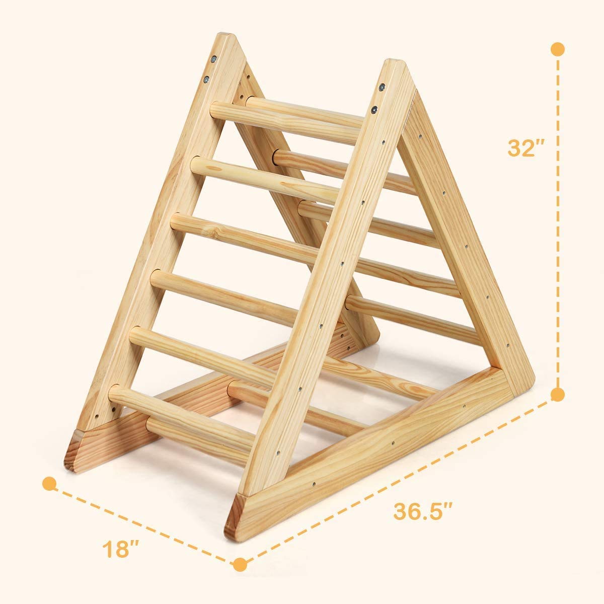 GLACER Wooden Climbing Triangle Ladder, Toddler Triangle Climber with 3 ...