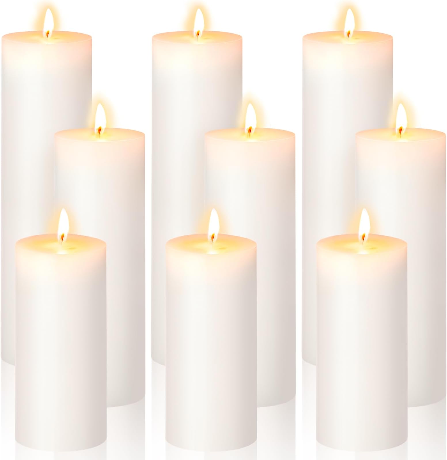 Amazon.com: MTLEE 9 Pack White Pillar Candles Set, 3" x 4", 6", 8 ...