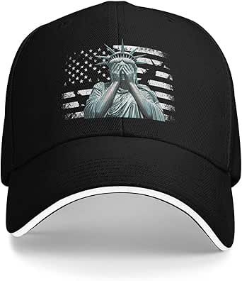 Weeping Statue of Liberty Anti Idiot Hat Men Women Baseball Cap Black ...