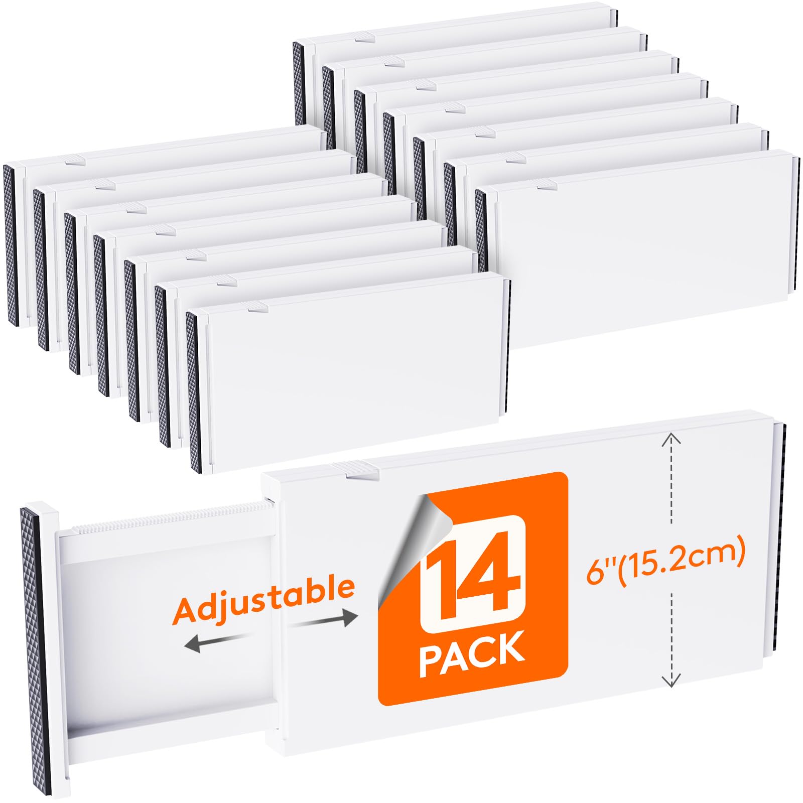 Amazon.com: Lifewit 14 Pack Drawer Dividers Plastic 6" High, 13.5-22 ...