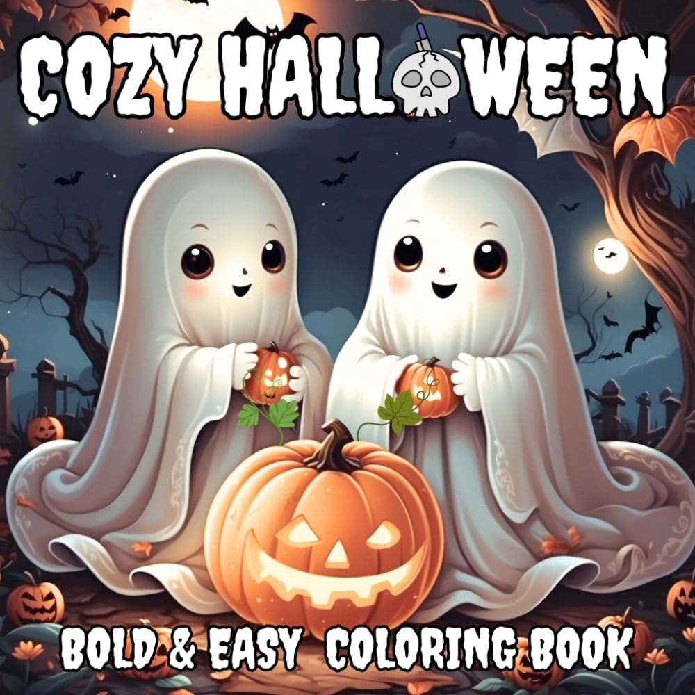 Amazon.com: Cozy Halloween Coloring Book Bold and Easy: Spooky Creepy ...