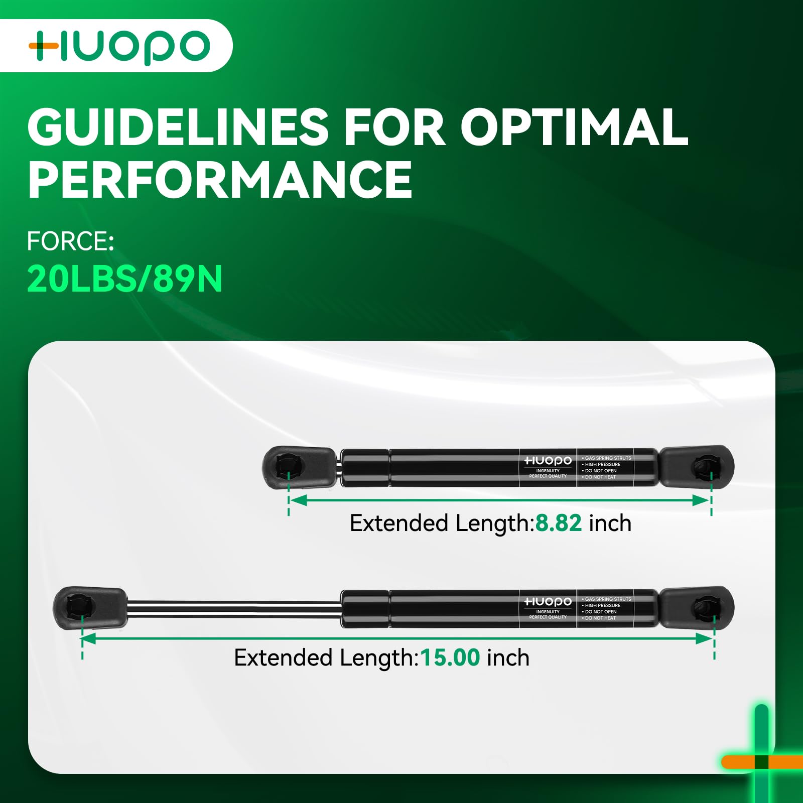 Snapklik.com : C1615064 15 Inch 20lb/89N Gas Struts Shocks Spring Lift ...