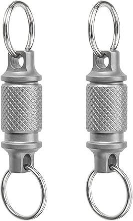 DJAXIU 2-PACK Titanium Quick Release Keychain, Retractable Key Chain ...