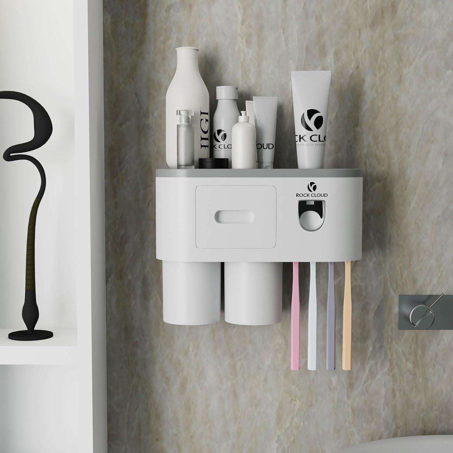 Amazon.com: ROCK CLOUD Toothbrush Holder Wall Mounted Automatic ...