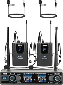 Amazon.com: SGPRO Dual Channel Wireless Microphone System with Two Bodypack Transmitters, Two ...