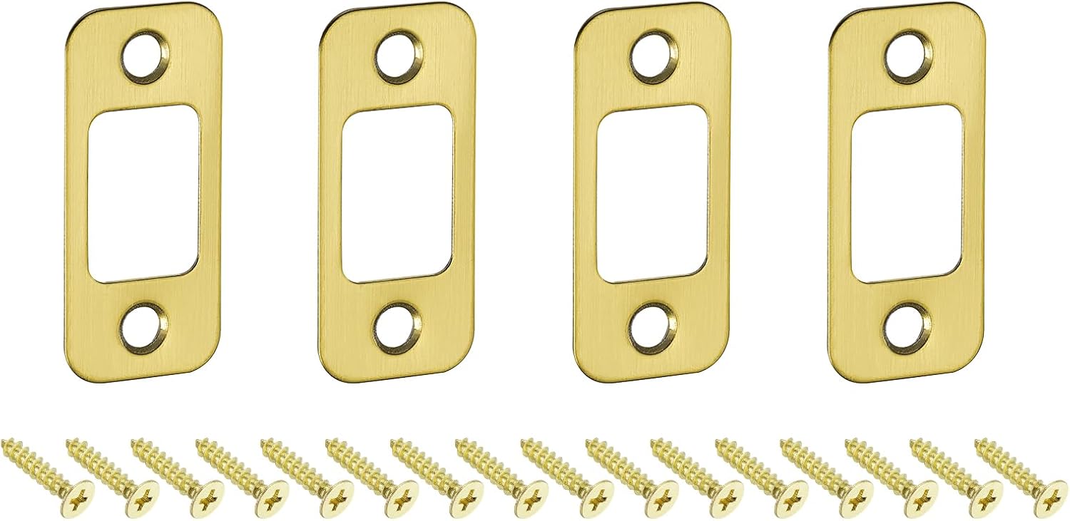 uxcell 4Pcs Door Strike Plate, 57mm x 25.5mm Stainless Steel Latch ...