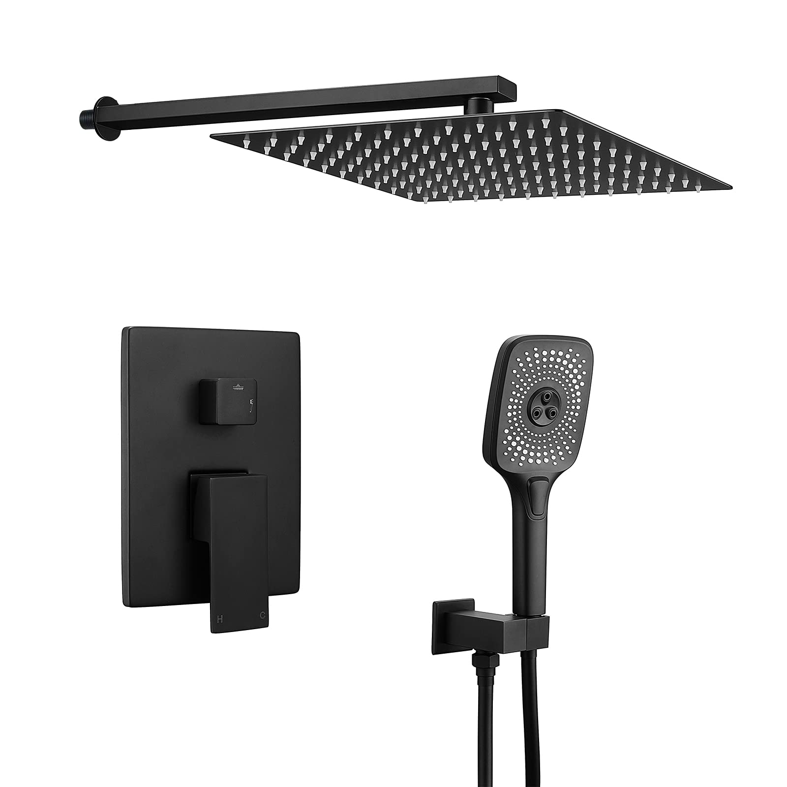 Buy Black Shower Faucet Sets Complete, Wasserrhythm Matte Black Shower System Rain Shower Head ...