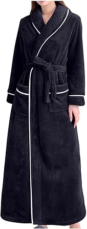 Women's Long Fuzzy Robe, Warm Soft Robes Floor Length Bathrobes for ...