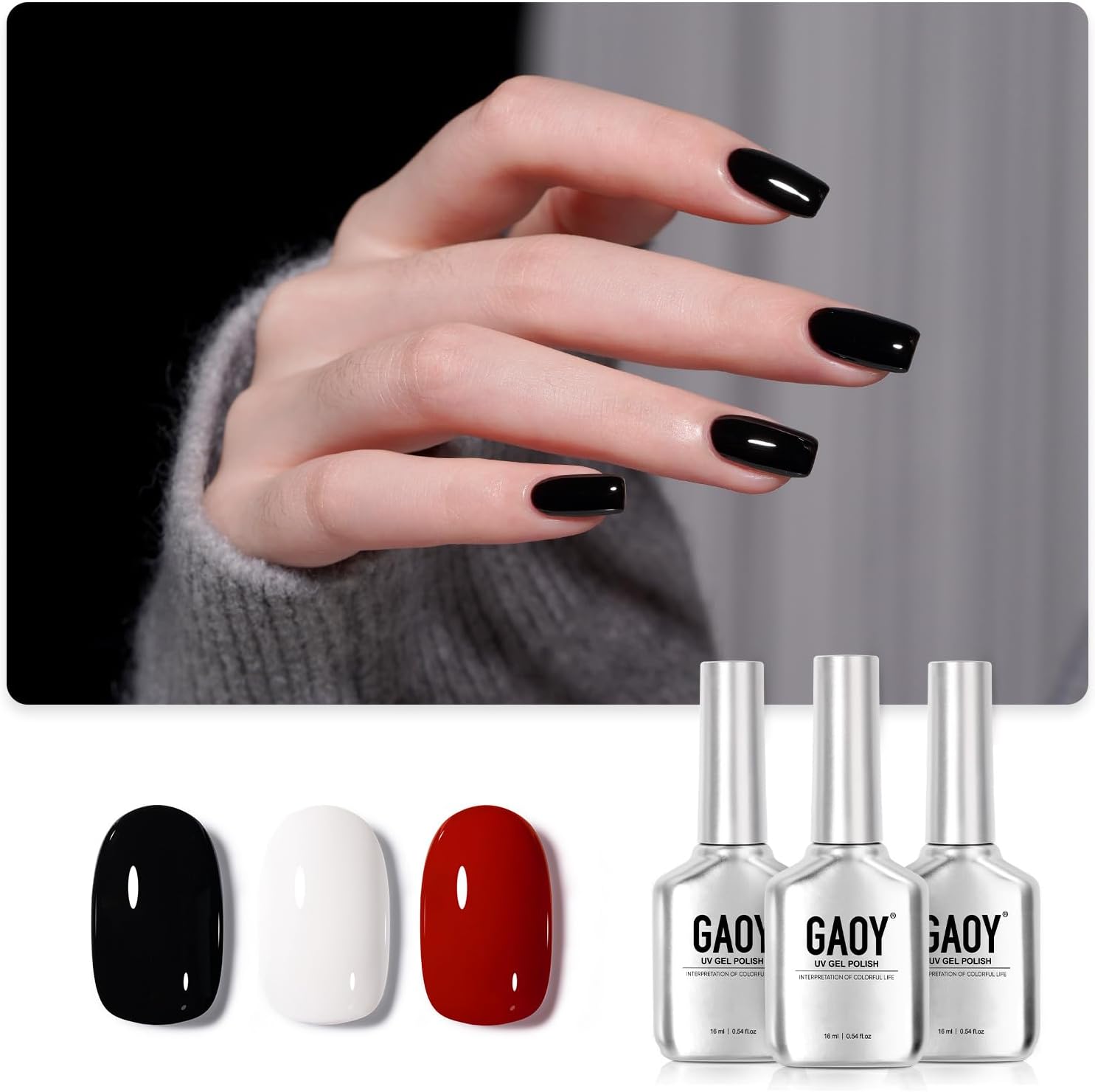 Amazon.com : GAOY 3 Pcs Gel Nail Polish Kit with Mini UV Light, Include ...