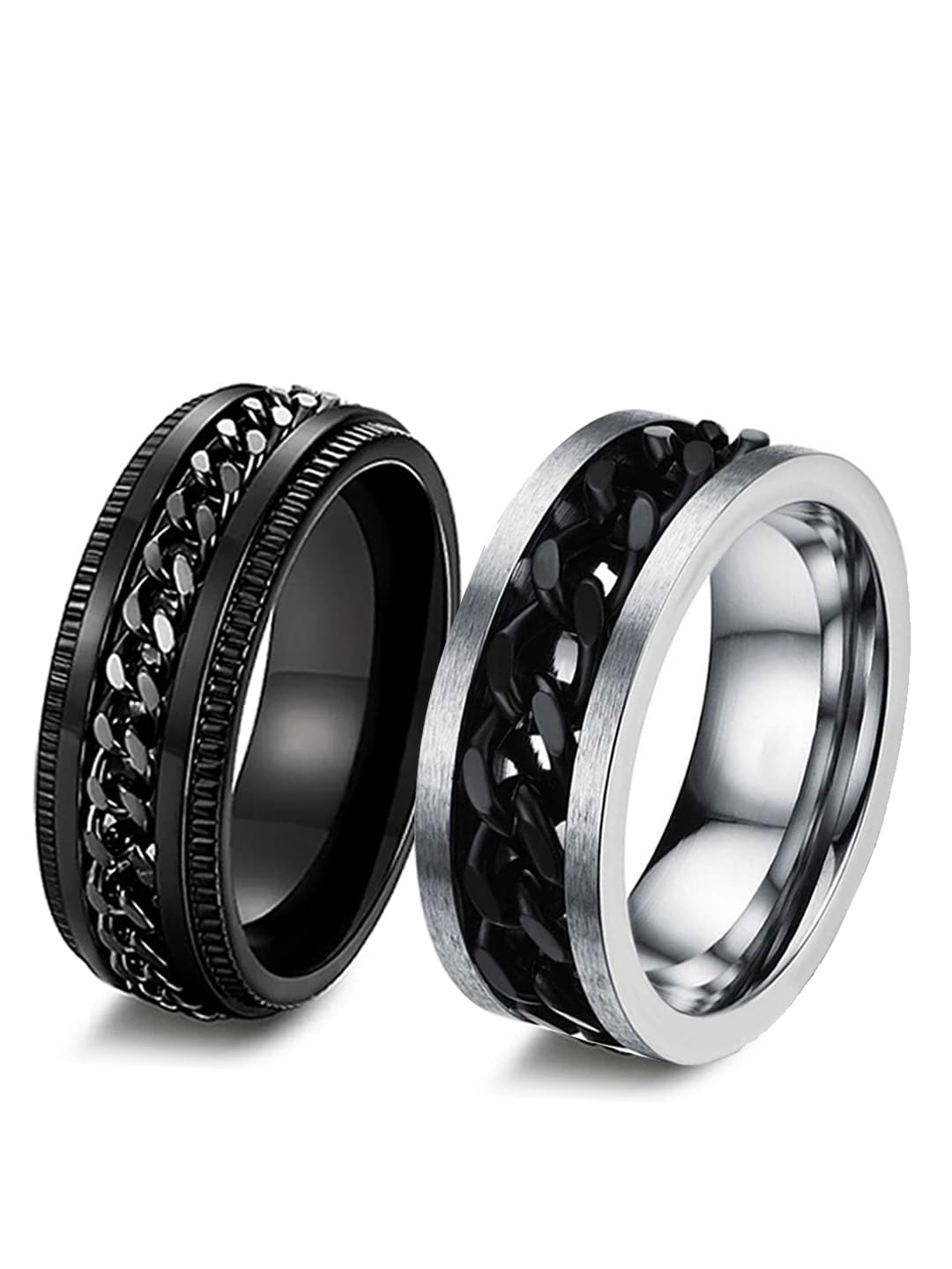 MEENAZ Black Rings for Men Mens couples gents friends unisex Boys ...