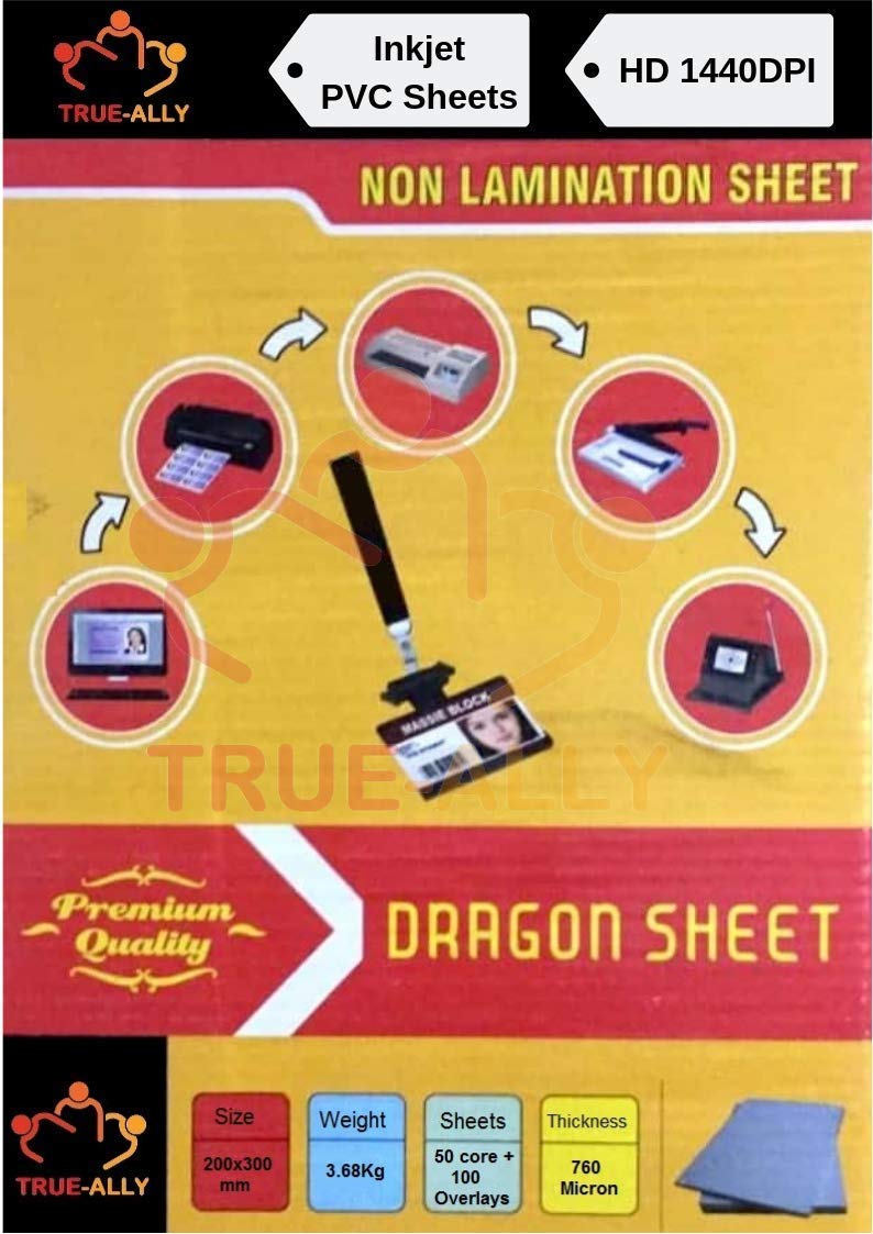Buy True-Ally Combo of PVC ID Card Dragon Sheet, A4 Sheet Cutter and ...
