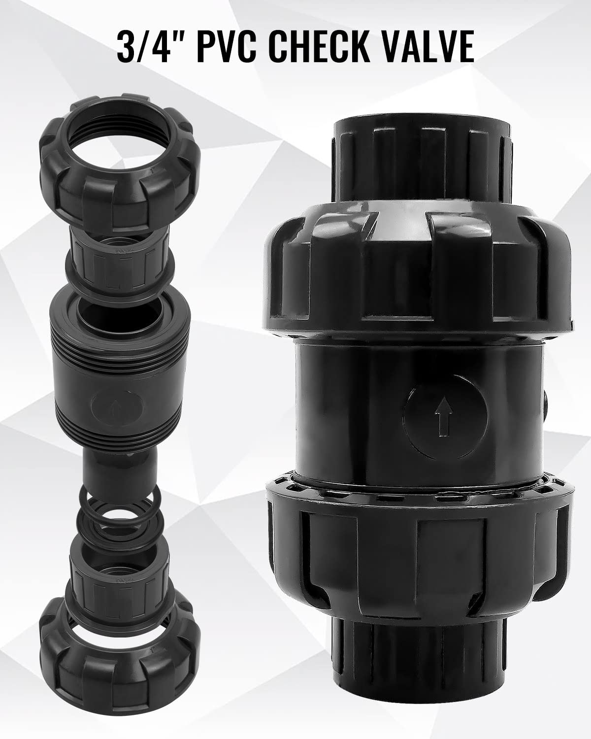 Snapklik.com : 3/4 True Union Check Valve, PVC Slip Swing Full Port ...