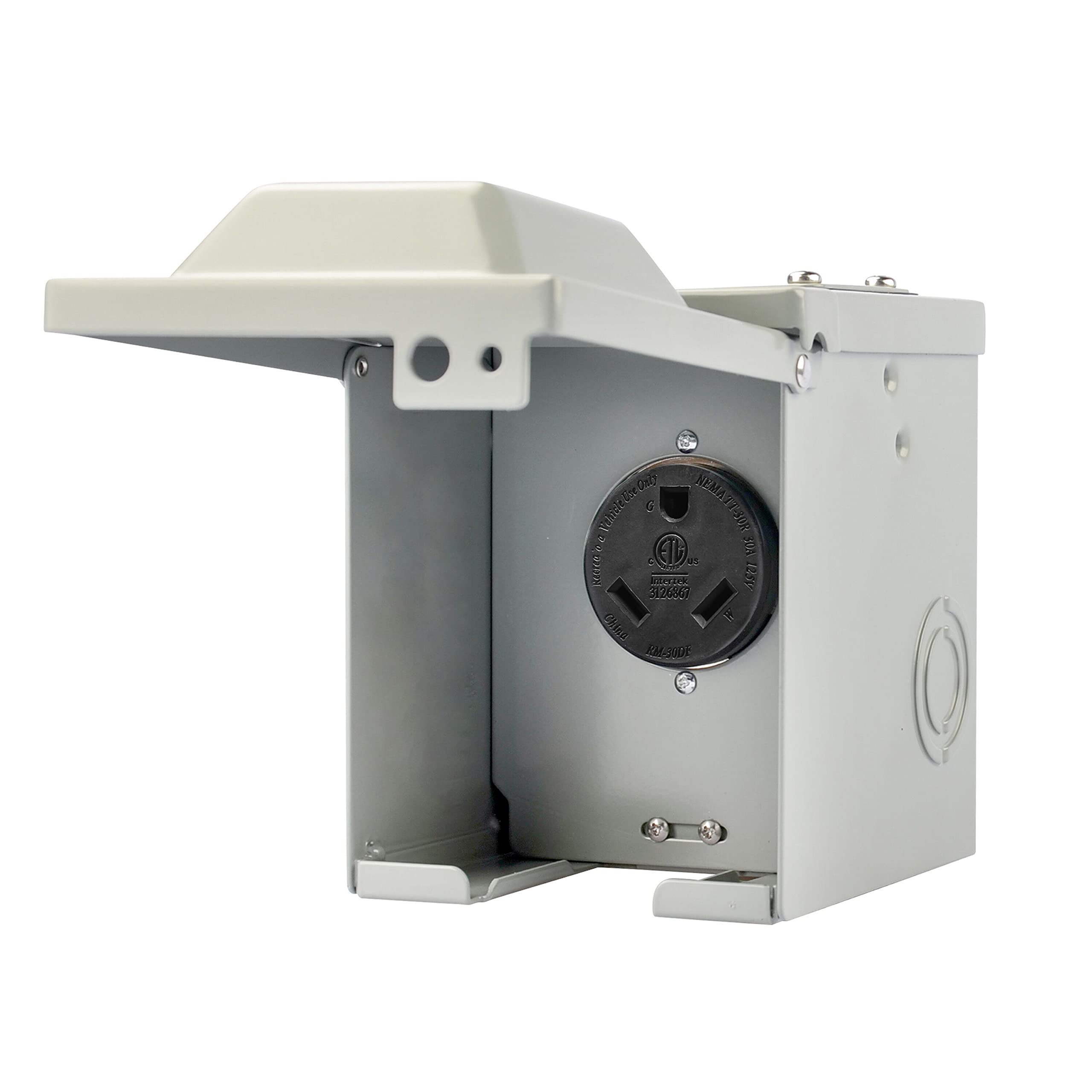 RVGUARD 30 Amp 125 Volt RV Power Outlet Box, Enclosed Lockable ...