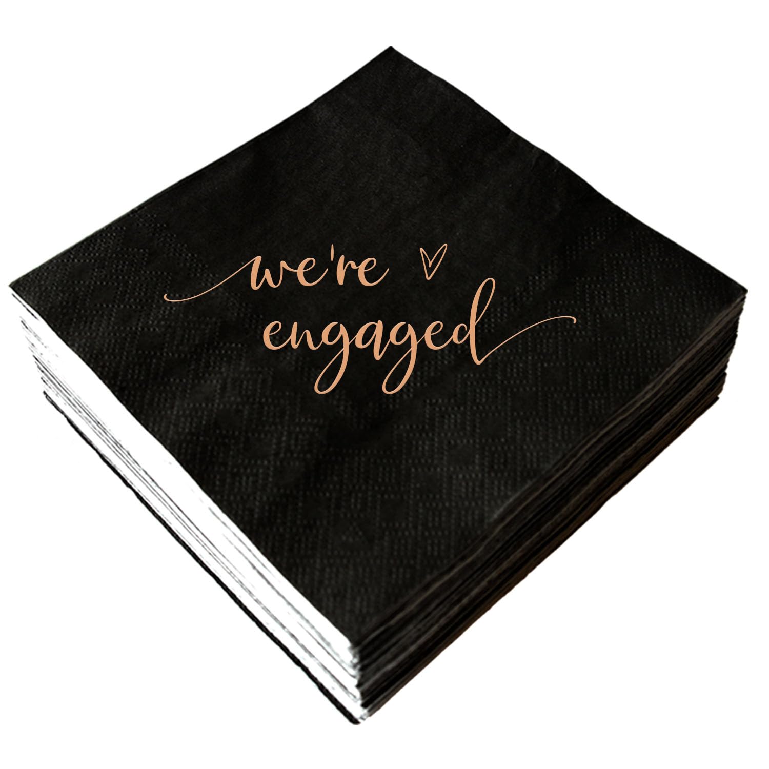 Amazon.com: We're Engaged Napkins 50 Pcs Black and Rose Gold Engagement ...