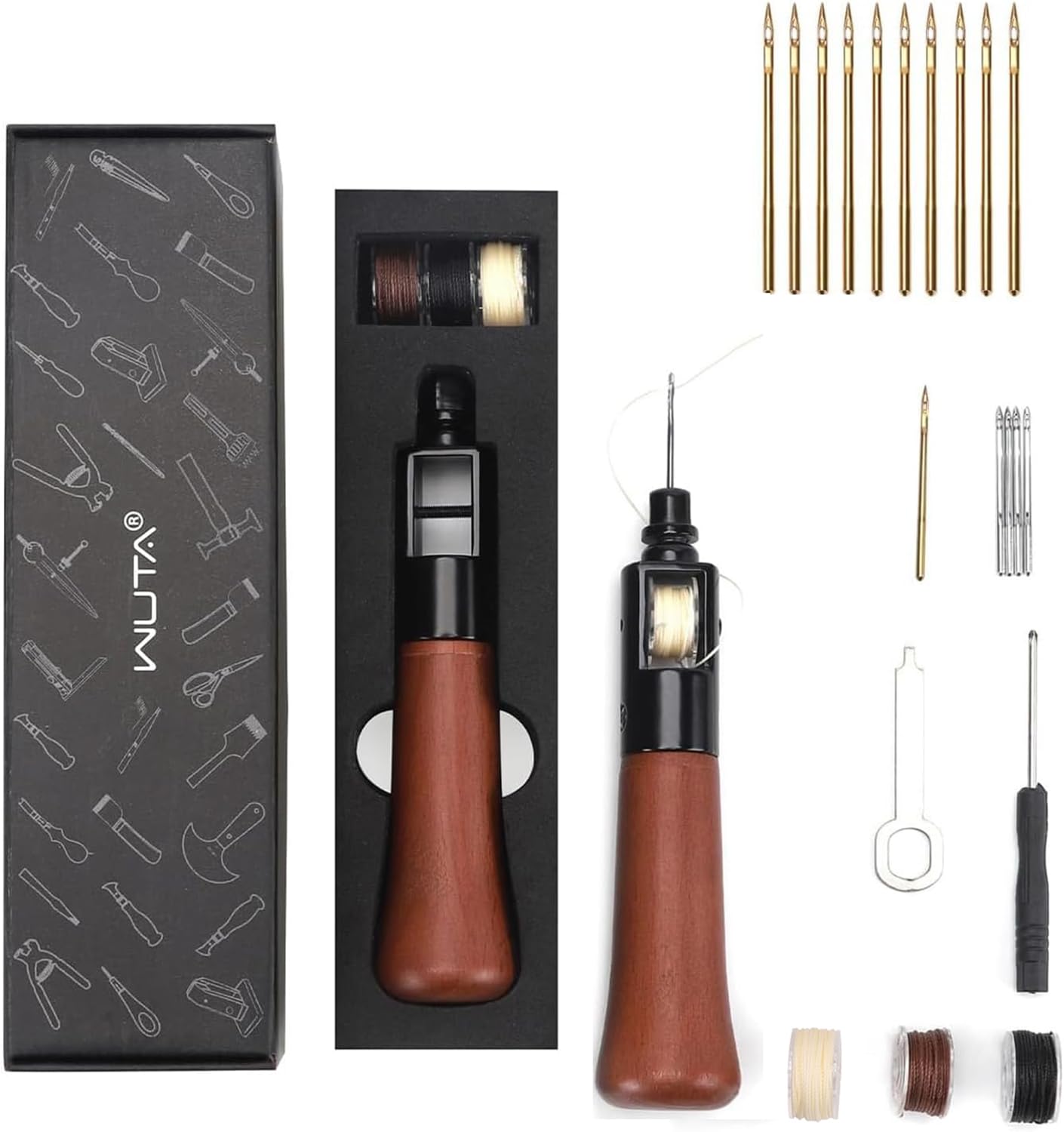 Amazon.com: WUTA Repair Stitch Kit Leathercraft Stitch Awl Tool with ...