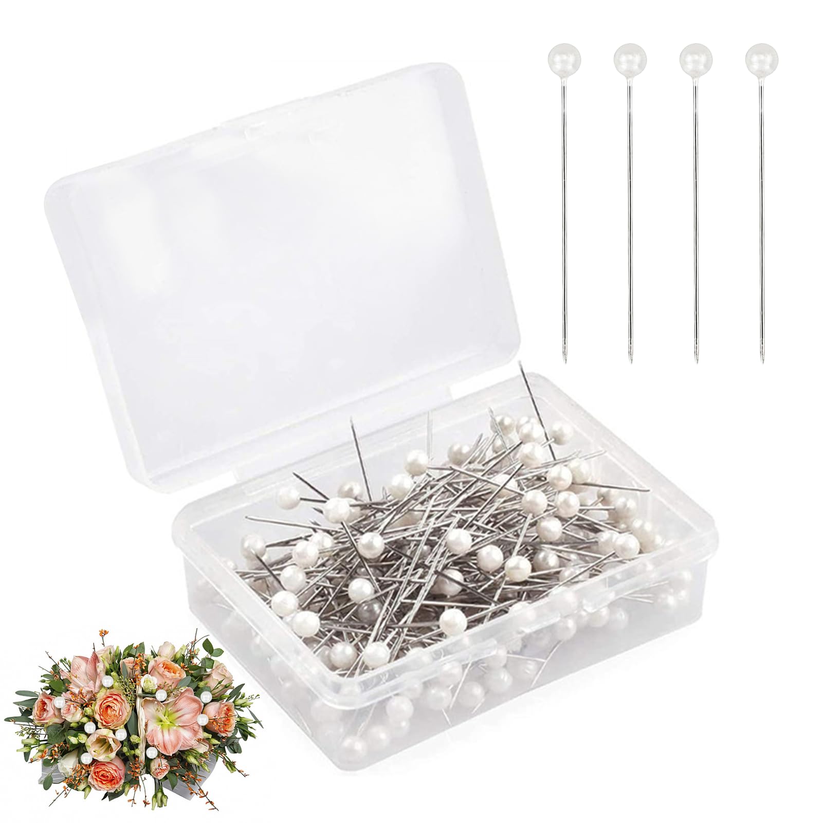 200PCS Pearl Sewing Pins White Dressmaking Pins Reusable Pins Sewing ...