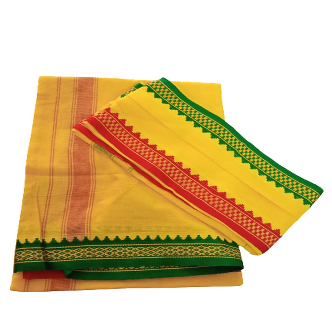 Buy Cotton Dhoti and Angavastram Set (Yellow, Free Size - 2.00 m Approx ...