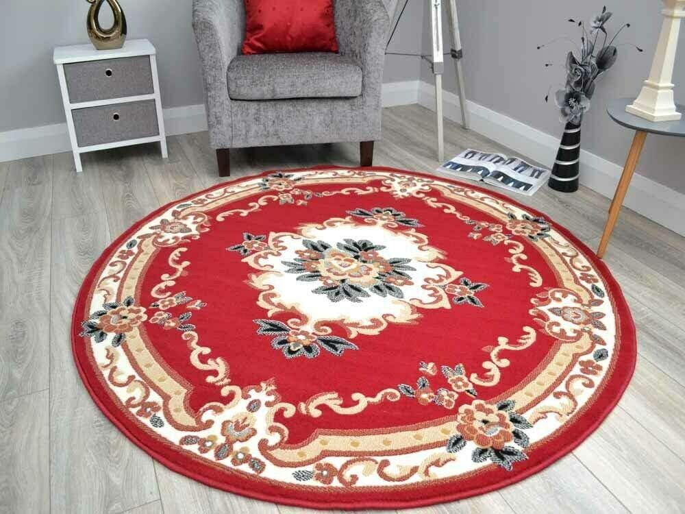 RSM RUGS® Small Medium Large Red Traditional Design Round Circle ...
