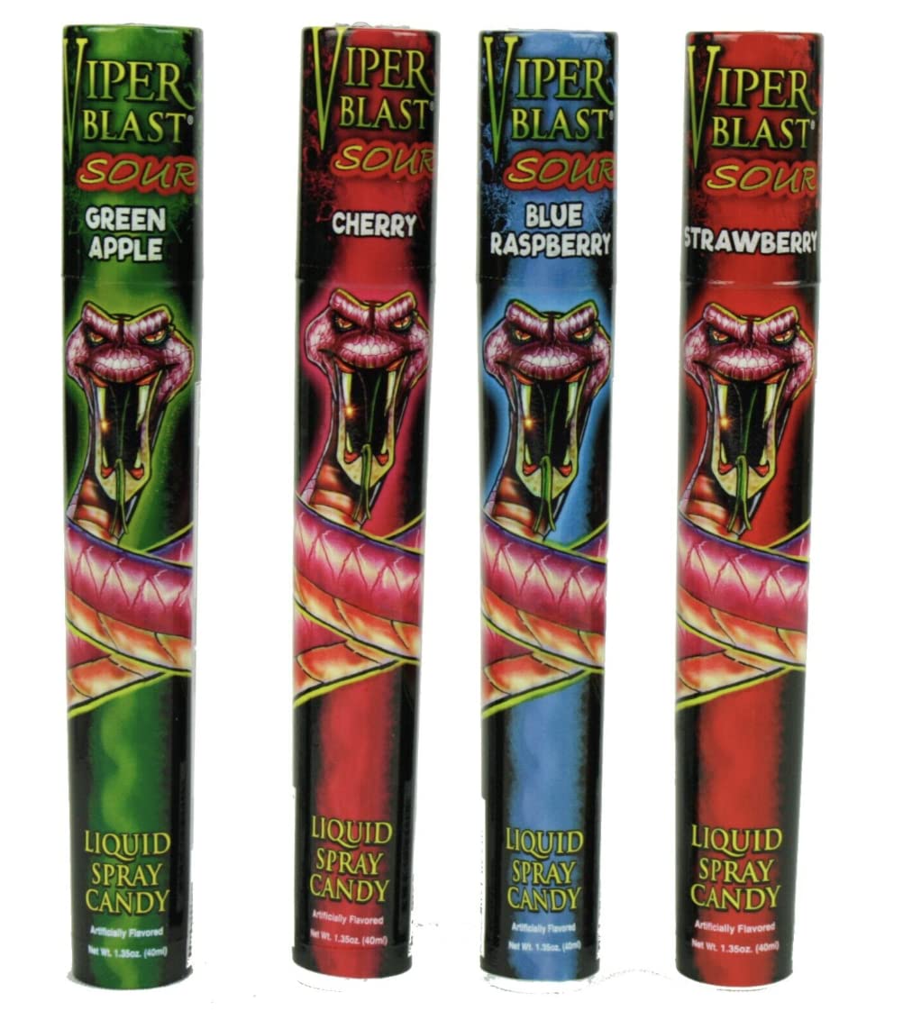 Amazon.com : PKM Candies - NEW 4 Pack Viper Blast Sour Liquid Candy ...
