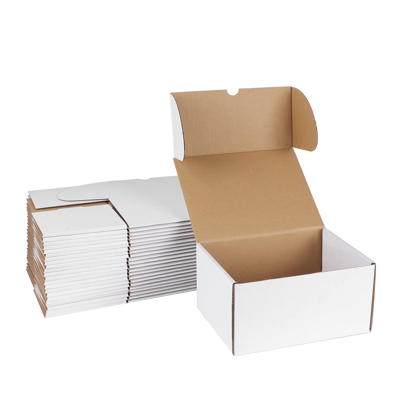 ZBEIVAN 8x6x4 White Shipping Boxes Set of 20, Corrugated Cardboard ...