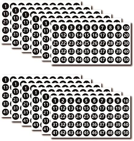 Amazon.com : 12 Sheets 600 Pieces Vinyl Number Stickers-1 to 50 ...