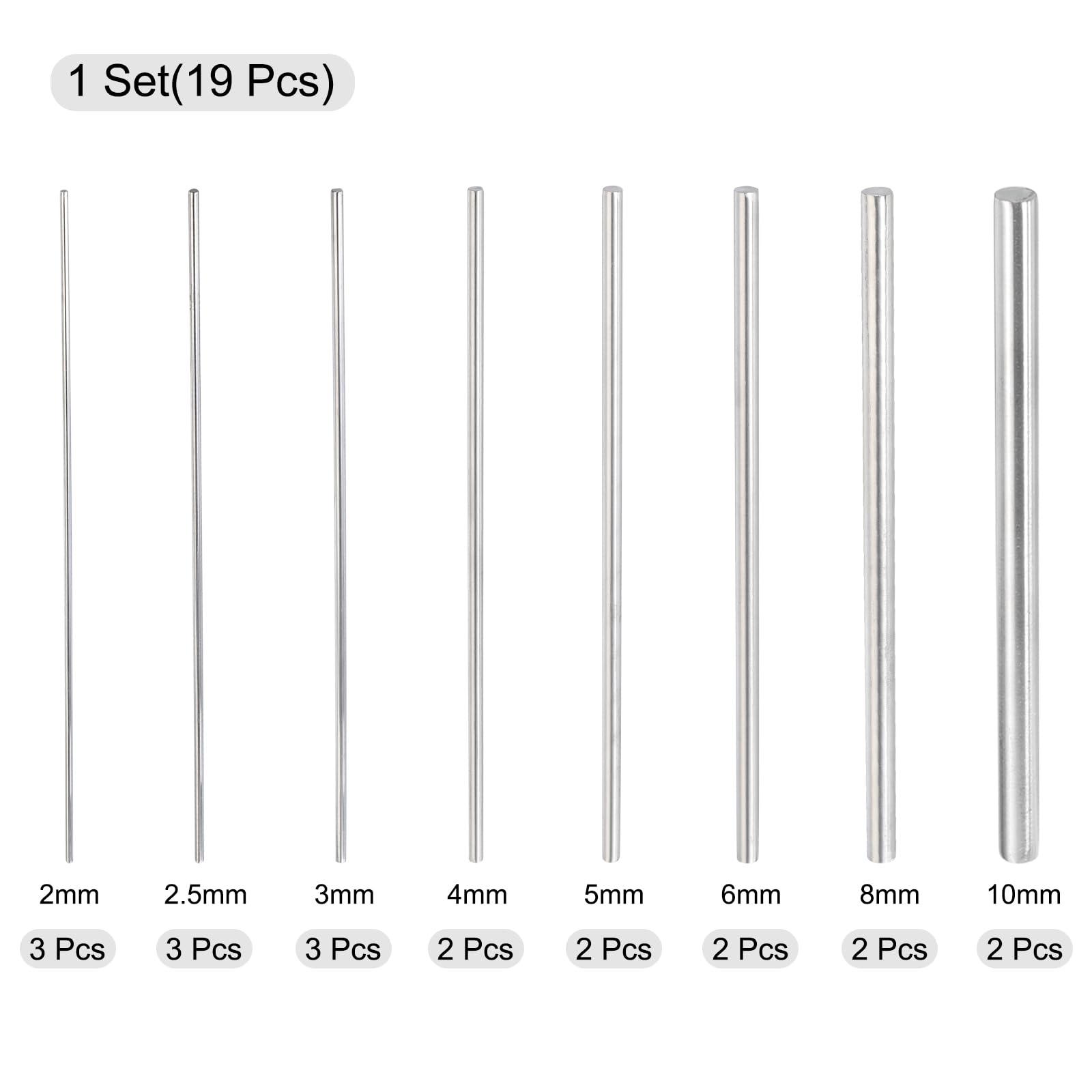 Model Building Rods 10-Pack 304 Stainless Steel Round Rods - 8mm X 80mm ...