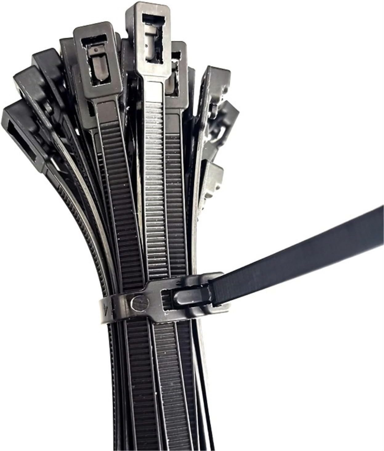 Donboly 100 Pack Reusable Cable Ties Black Heavy Duty Strong Nylon ...
