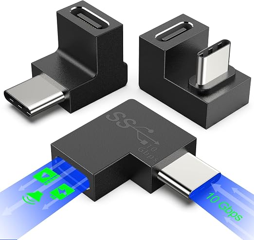 WECOOL Right Angle Usb C Adapter 3 pack: Left & Right, Usb C to C Up ...