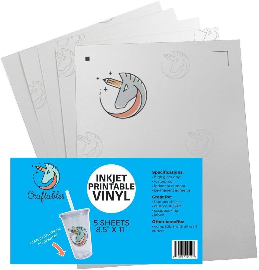Amazon.com: Craftables Waterproof Inkjet Sticker Paper - 5 Sheets ...