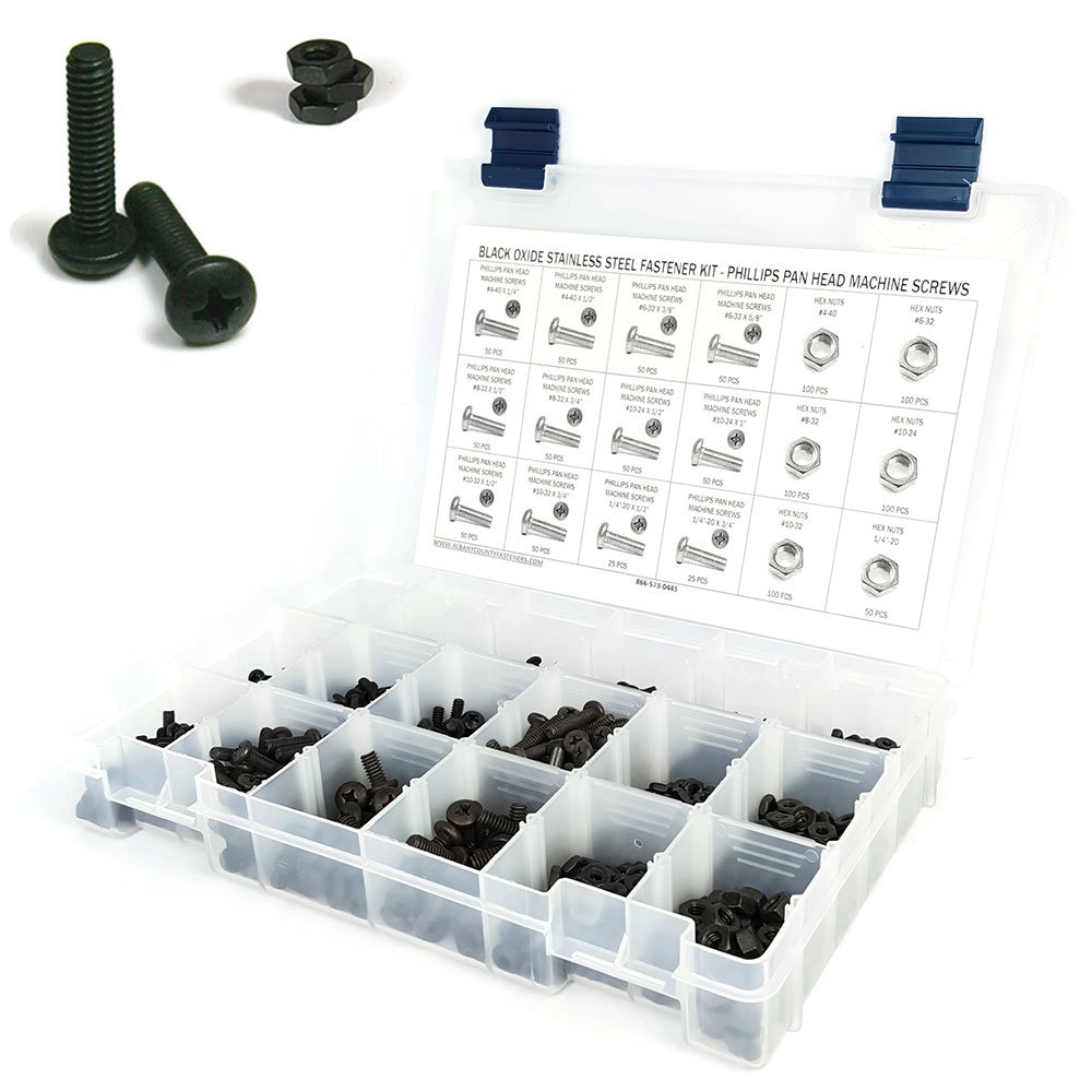 Amazon.com: Black Oxide Stainless Steel Phillips Pan Head Machine Screw ...
