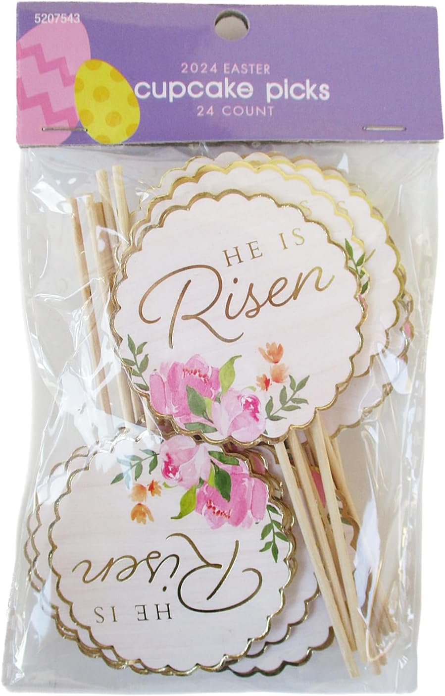 Amazon.com: Easter He is Risen Party Cupcake Toppers - Decorate 24 ...