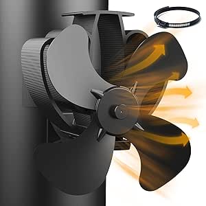 OCROUKI Heat Powered Wood Stove Fan，Magnetically Mounted Flue Pipe ...