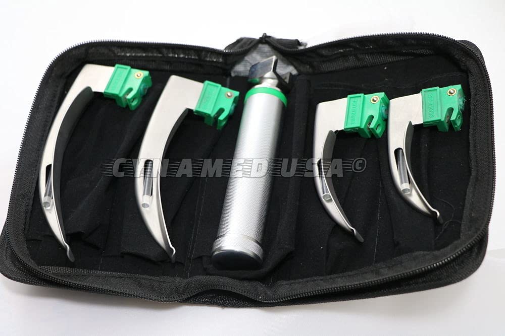 ARTLAB -New Airway Intubation Kit with 4 Curved Blades 1 Handle Green ...