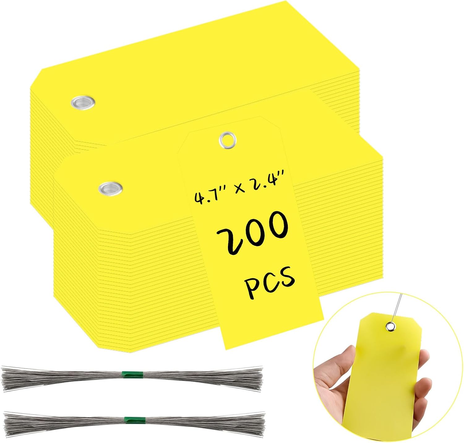 Amazon.com : Lainballow 200 Pcs Plastic Shipping Tags with Wire, 4 3/4 ...