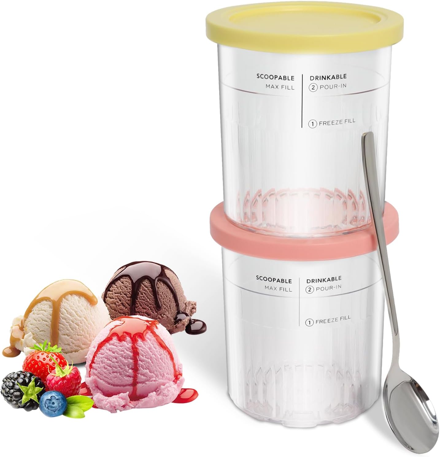 Amazon.com: XSKPNTLTD2 Ice Cream Pints Container and Lids Replacement ...