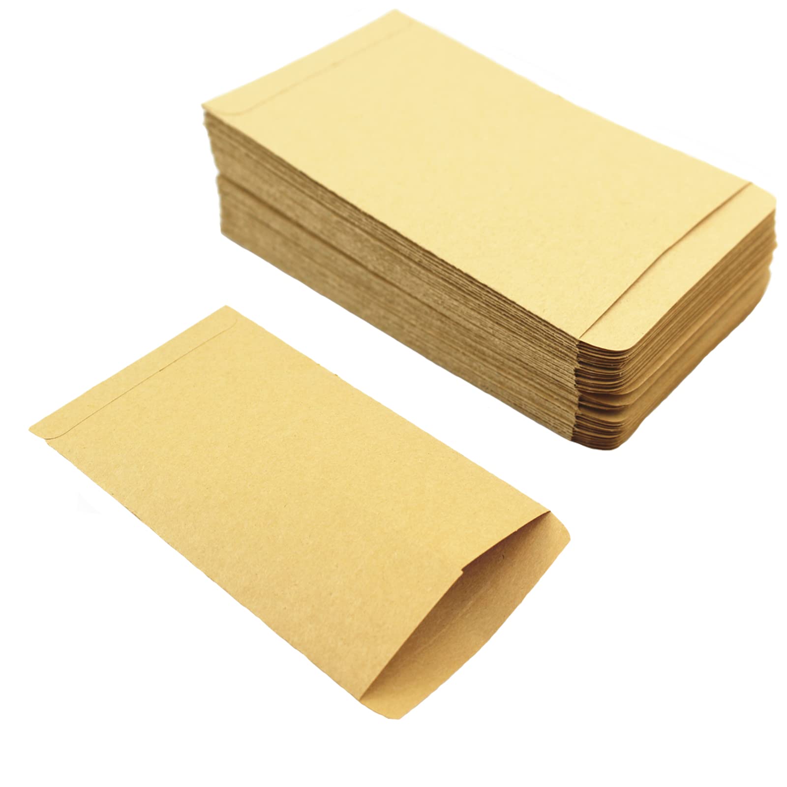 Yunpo tech 100 Pieces Kraft Paper Envelope 16.5x10 cm Brown Paper ...