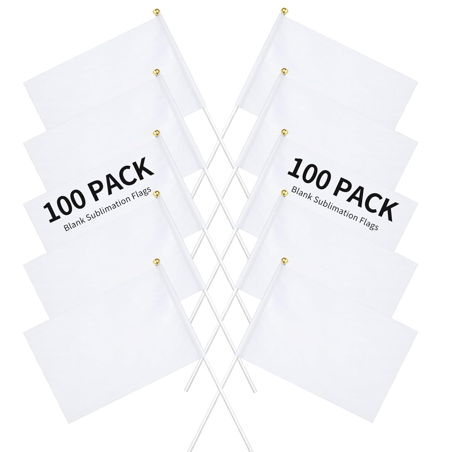 100 Pack Sublimation Flags Blank, White Flag Blank Flag Small Flags on ...
