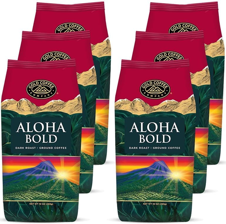 Amazon.com : Gold Coffee Aloha Bold 10oz Dark Roast Whole Bean Coffee ...