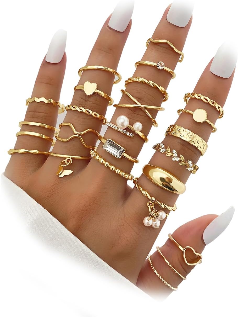 Amazon.com: Sither 13 Pcs Women Rings Set Knuckle Rings Gold Bohemian ...