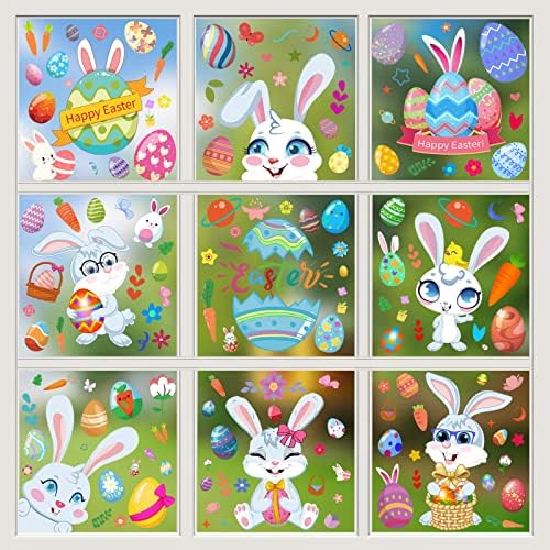 Amazon.com: Easter Decorations Window Clings, 9 Sheets 194 PCS Double ...