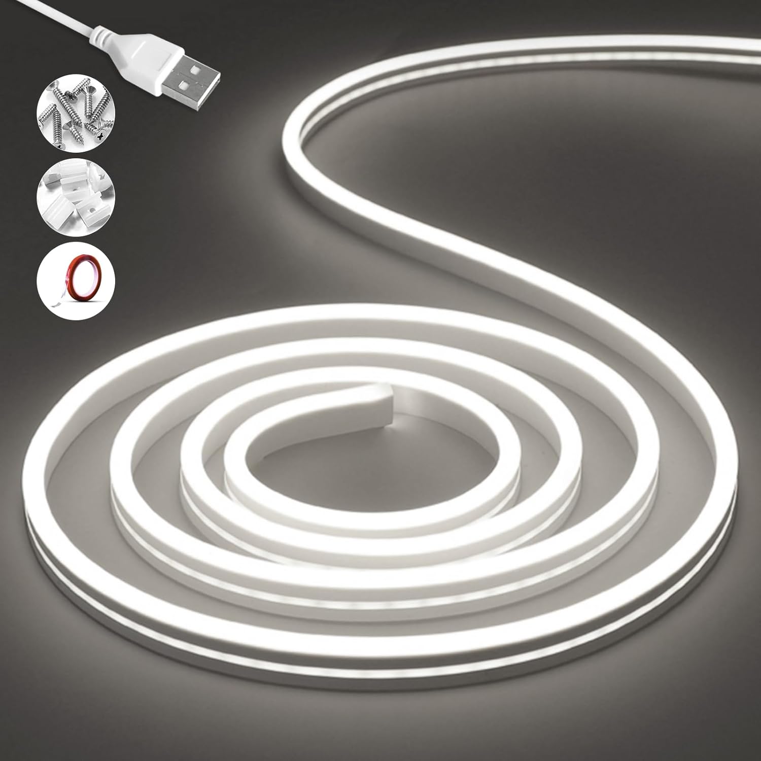 SUCIKORIO USB Neon LED Strip Light 2m / 6.6ft, Waterproof IP65 LED ...