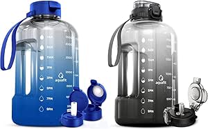 Amazon.com: AQUAFIT 2 Pack - 1 Gallon Water Bottle With Time Marker PLUS 64 oz Half Gallon Water ...
