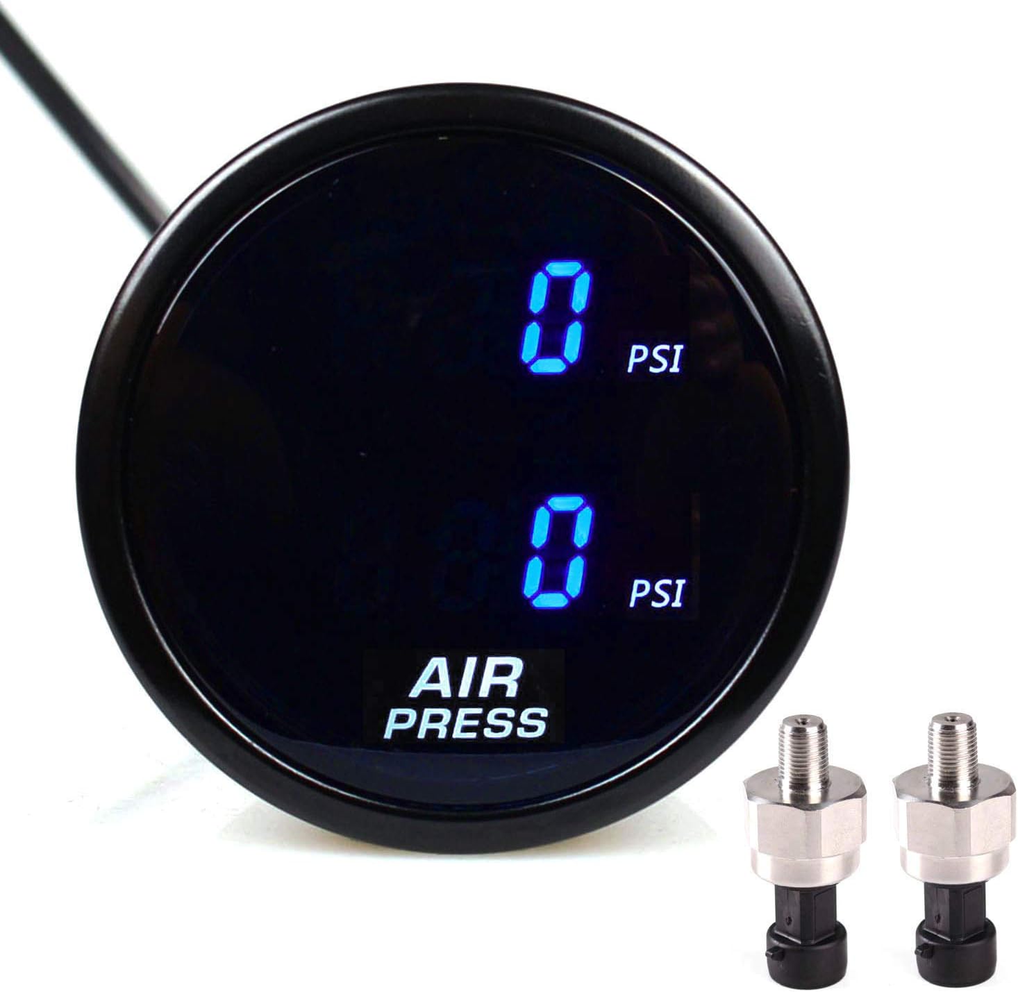 Amazon.com: Dual Air Bag Suspension Pressure Gauge Kit Blue Digital ...