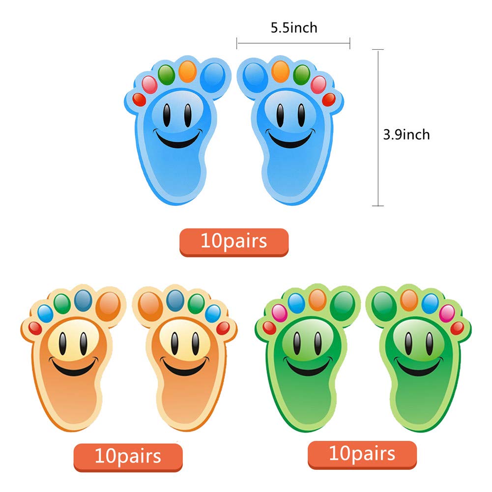 Buy 30 Pairs Kids Footprint Stickers for Flool, Cartoon Guide Floor ...