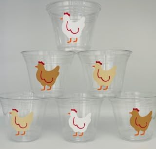 Amazon.com: 12 Chicken Party Cups, Farm Party Cups, Chick Birthday ...