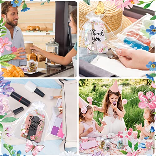 Snapklik.com : 200 Pcs Thank You Gift Bags Sheer Organza Bags Floral ...