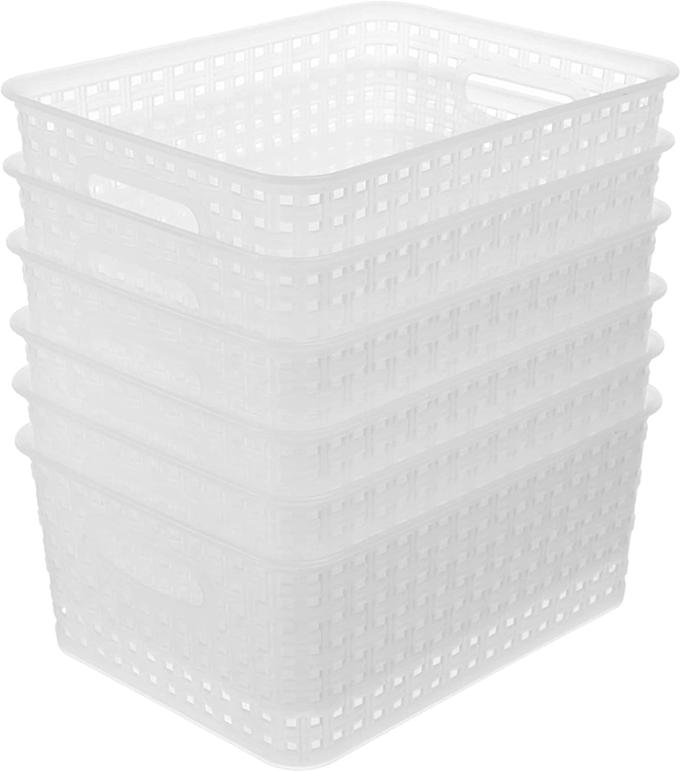 Amazon.com: Clear Plastic Woven Storage Basket, 6-Pack Weave Basket ...