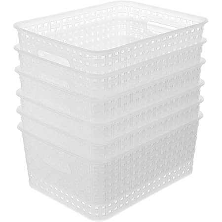 Amazon.com: Qskely Plastic Clear Storage Basket, Rectangle, Pack of 6 ...