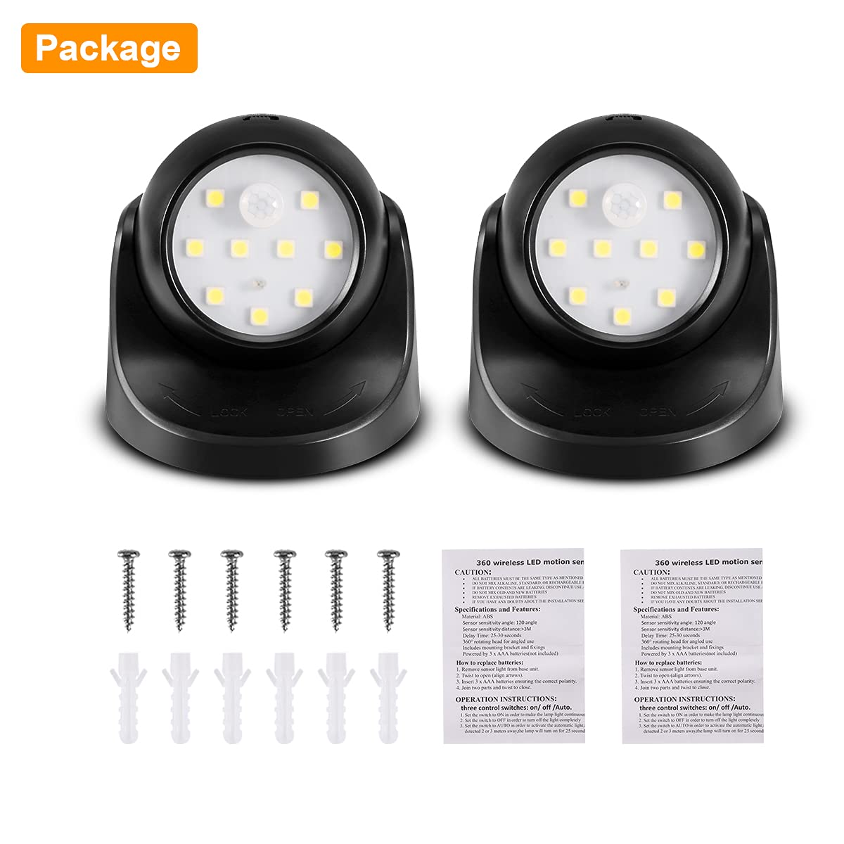 ProGreen 6000K Battery Operated Motion Sensor Light Waterproof Wireless ...